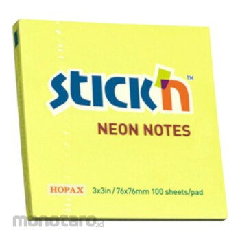 Beli STICK'N Sticky Notes Neon 21133 Yellow 3x3inch 1pack(100Sheets ...